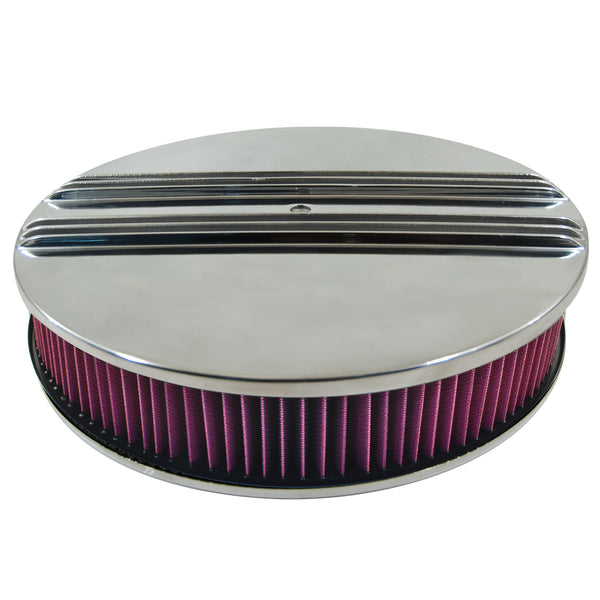 14" Round Air Cleaner Kit Half Finned Polished - Performance Warehouse
