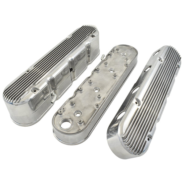 Polished Finned Cast Aluminium GM LS 2-Piece Finned Top Valve Covers ...
