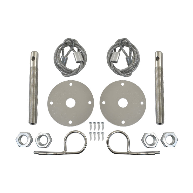 Muscle Car Chrome Steel Flip-over Bonnet/Hood Pin Kit w/Lanyards, 1/2 ...