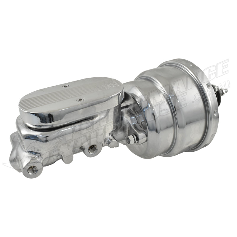 Universal 1" Bore Finned Top Master Cylinder & 7" Chrome Dual Brake Bo ...